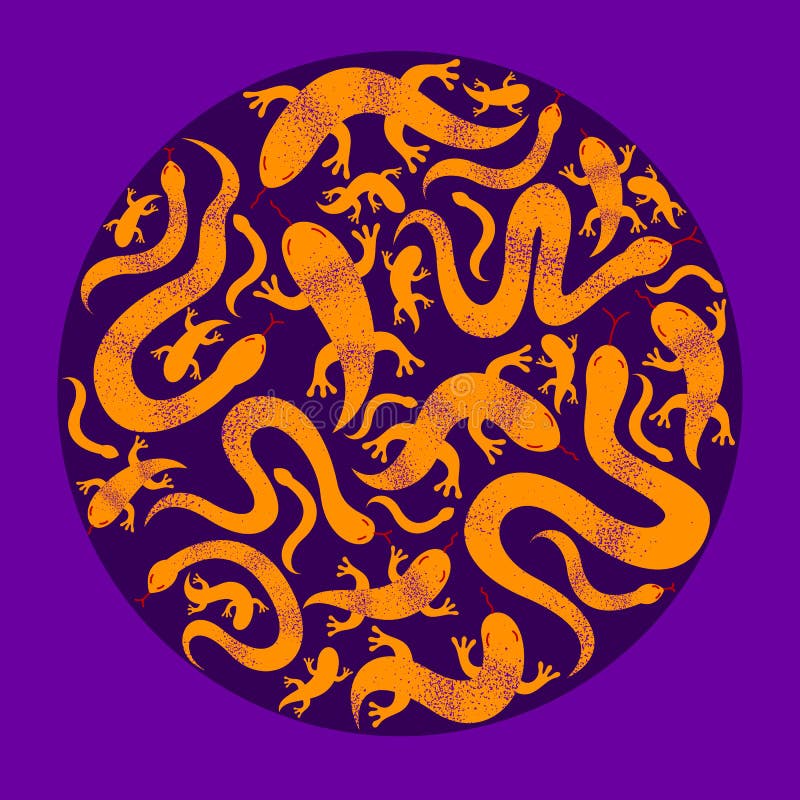 Snakes and Lizards Round Composition in a Circle Vector Design ...