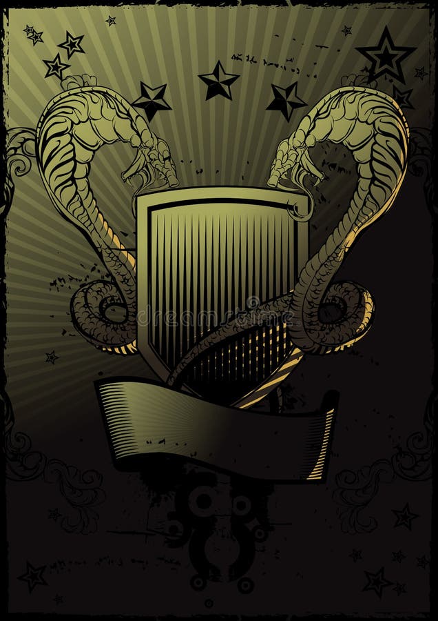 Snakes Shield Emblem stock vector. Illustration of design - 62369776