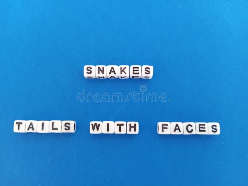 Snakes Tails with Faces on a Blue Background Stock Image - Image of ...