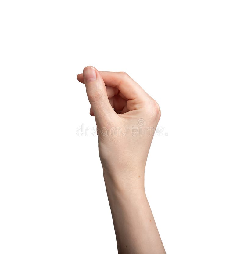 Hand Pinching Finger, White Background. Person S Wrist, Thumb Catching ...