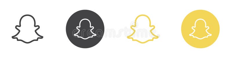 Snapchat Icon Flat Set in Black and White Color Stock Illustration ...
