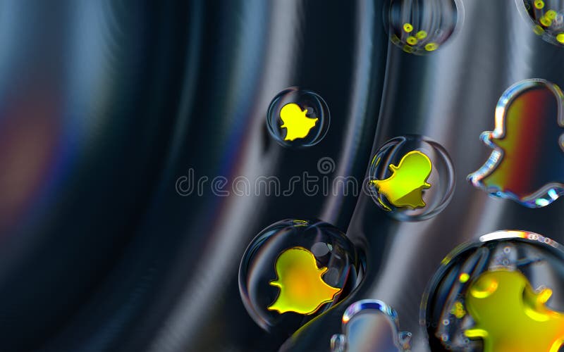 Snapchat Icon Inside Bubble Glass Geometric Shapes on Colorful Abstract ...