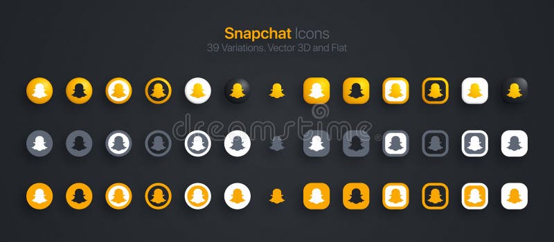 Snapchat Icons Set Modern 3D and Flat in Different Variations Editorial ...