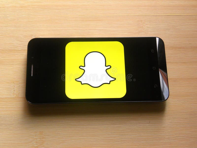 Snapchat on mobile phone editorial photography. Image of communication ...