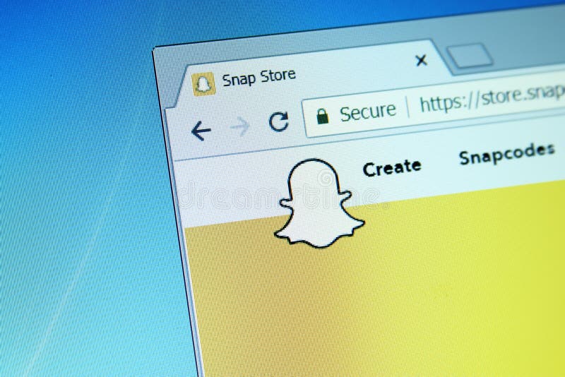 Snapchat website editorial stock image. Image of screen - 124897539