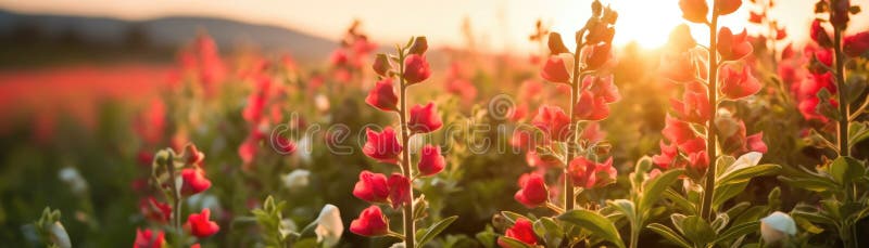 Snapdragons Field Blurred Sunrise Banner Background. Generative AI ...