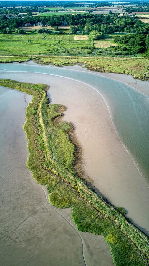Snape Aerial View of River at Low Tide Stock Photo - Image of alde ...