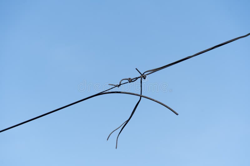 A Snapped Cable with Blue Sky Background Stock Image - Image of concept ...