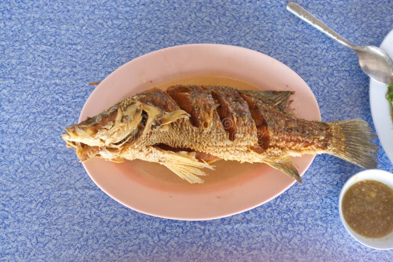 Snapper Topped with Sauce , Thai Seafood Stock Photo - Image of ...