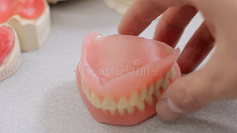 Snapping Dentures Jaw, Models of Jaws Stock Video - Video of dentistry ...
