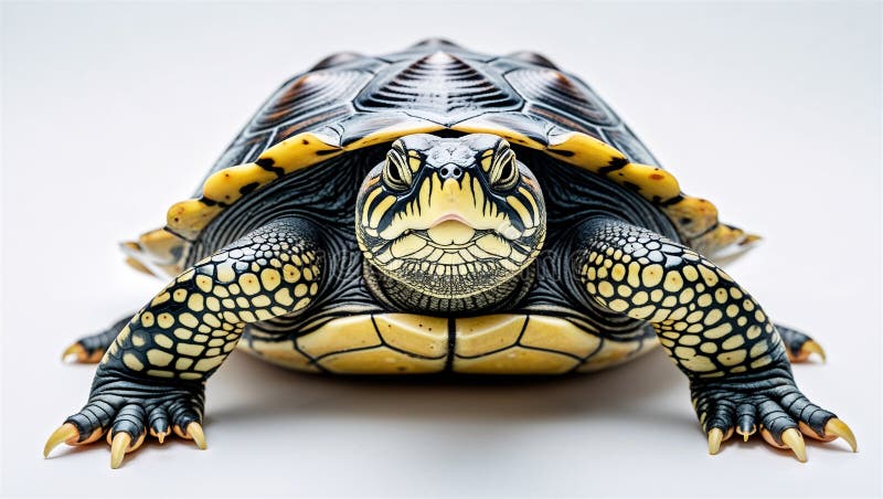 Full-body Snapping Turtle with Shell Detail and Feet Extended, White ...