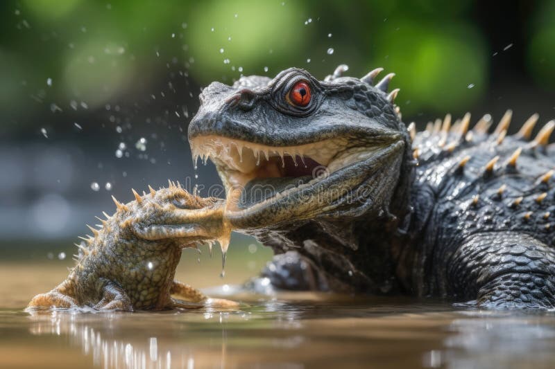 Snapping Turtle Fights Off Alien with Its Sharp Claws and Beak Stock ...