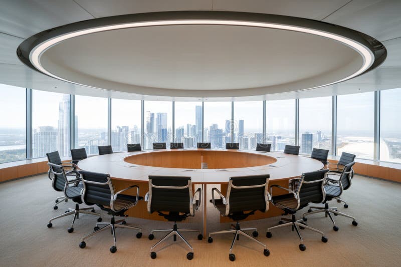 Conference Room with a Circular Table and Semi Circular Chair ...