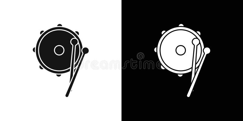 Snare Drum Icon Flat Vector Set Outline Stock Vector - Illustration of outline, musical: 332410658