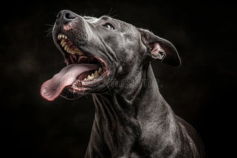 Snarling Aggressively, the Dog Displays Its Sharp Teeth at the Camera ...