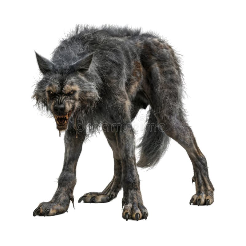 A Snarling, Gray Wolf with Sharp Claws and Dripping Fangs Stock Photo ...