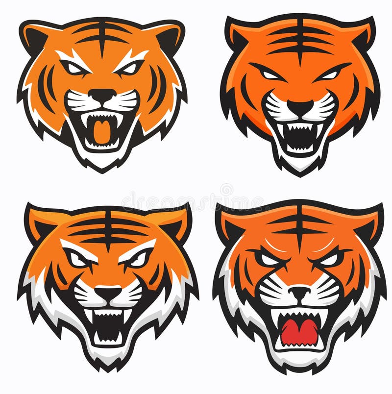 Snarling Tiger Head Logo Mascot Style Vector Bundle Stock Vector ...