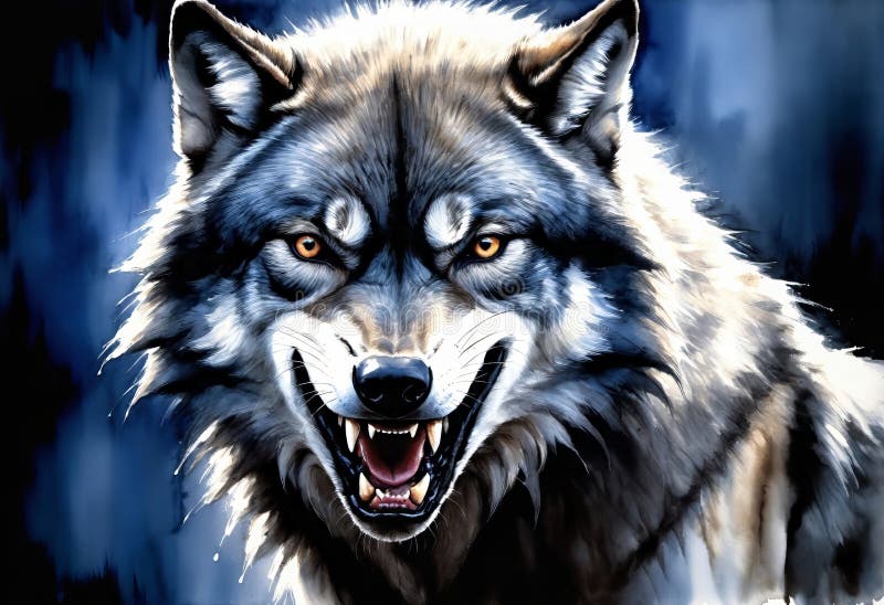 A Snarling Wolf, Its Fierce Eyes Glinting with an Unknown Hunger Stock ...