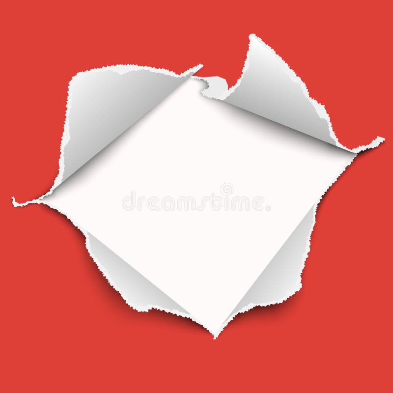 Snatched Middle of Vector Red Paper with Torn Edges, Soft Shadow and ...