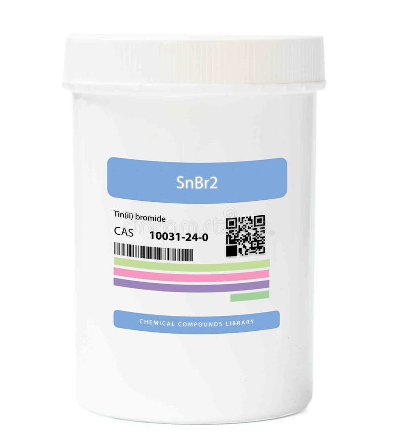 SnBr2 - Tin(II) Bromide stock image. Image of container - 316407655