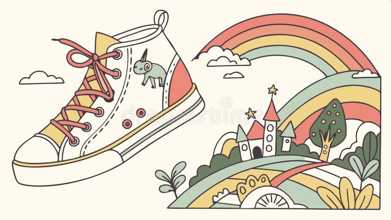 Sneaker with Abstract Patterns and Rainbow Vector Design Generative AI ...