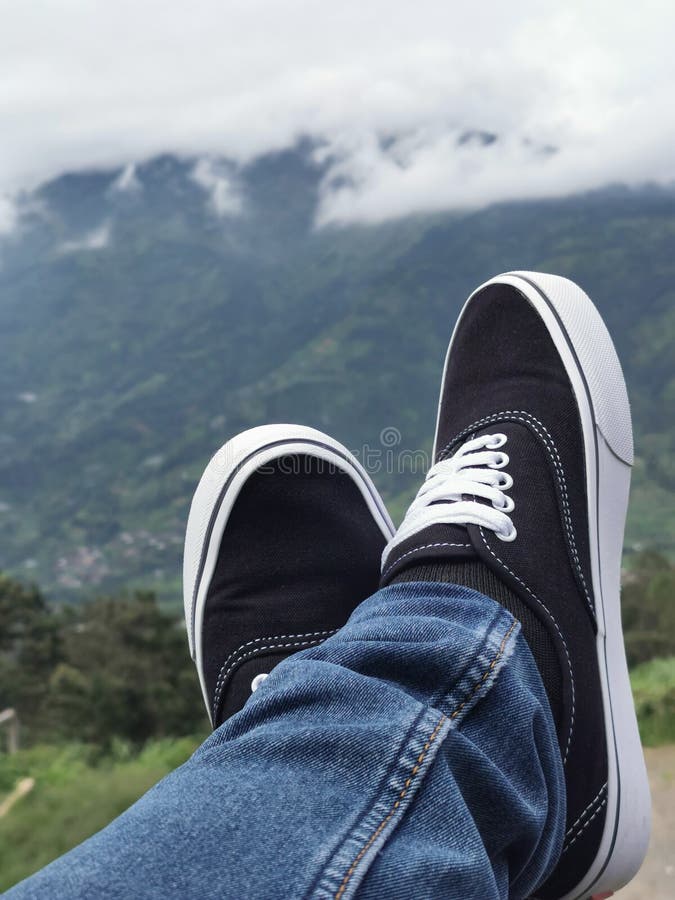 Sneaker & nature stock photo. Image of mountain - 205542338