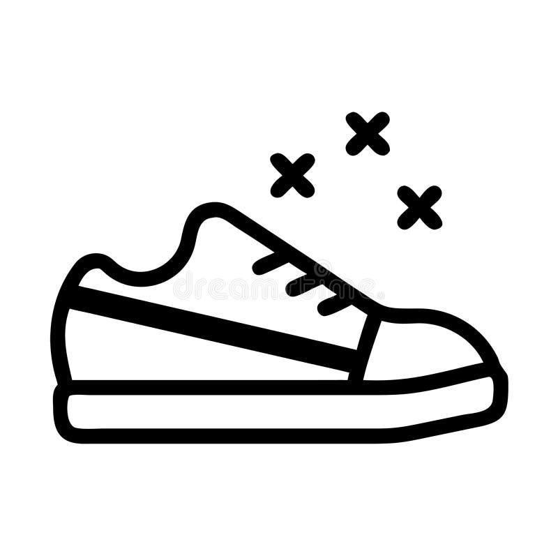 Sneaker Outline with Odor Symbols Simple Vector for Design and ...