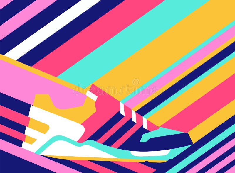 Sneaker Shoe on Polygonal Background. Bright Vector Illustration Stock ...