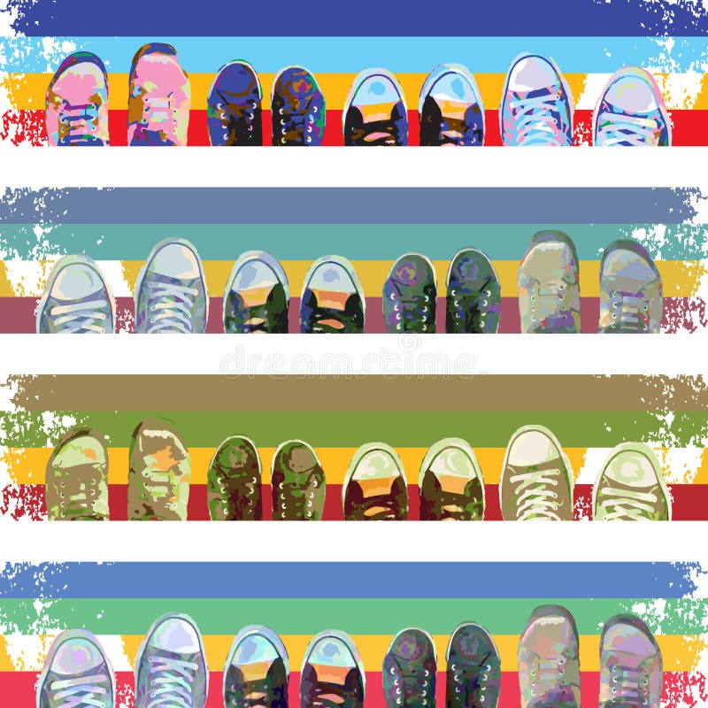 Sneakers on Abstract Background, Realistic Style. Sports Shoes for ...