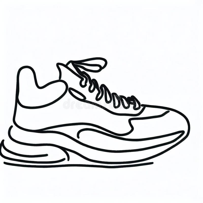 Sneakers Contour Isolated on White Background. Vintage Sneakers. View ...