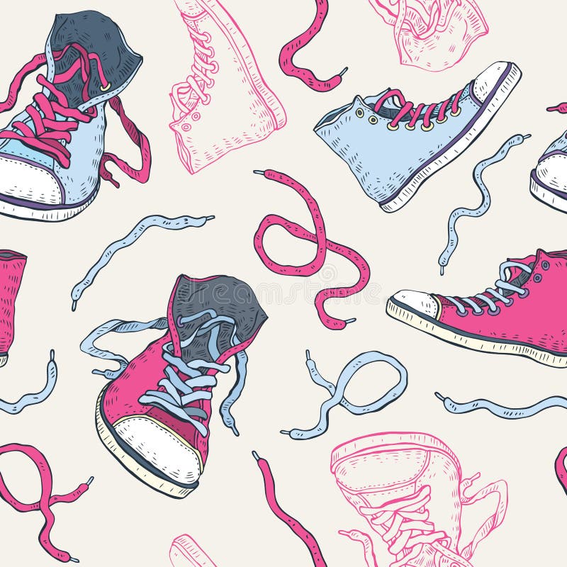Sneakers. Shoes Seamless Pattern. Stock Illustration - Illustration of ...