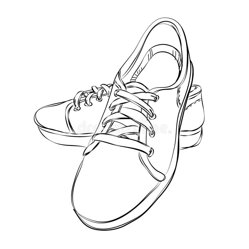 Sneaker Sport Shoes Side View on White Background. Stock Vector ...