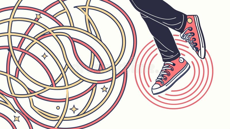Sneakers with Tangled Thread Vector Illustration Complexity, Vector ...