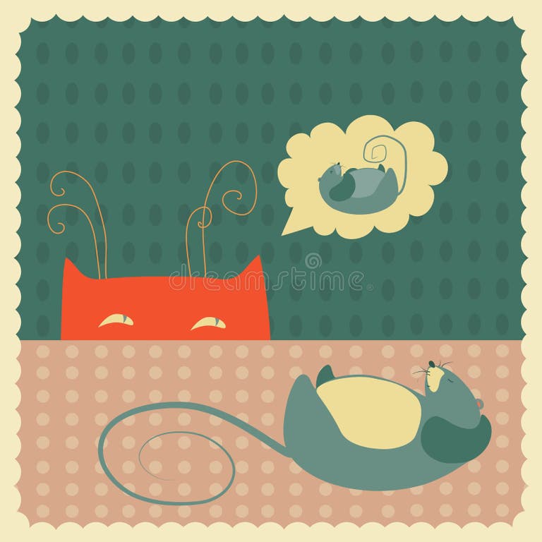 Sneaking Cat Looking at Mouse Stock Vector - Illustration of animal ...