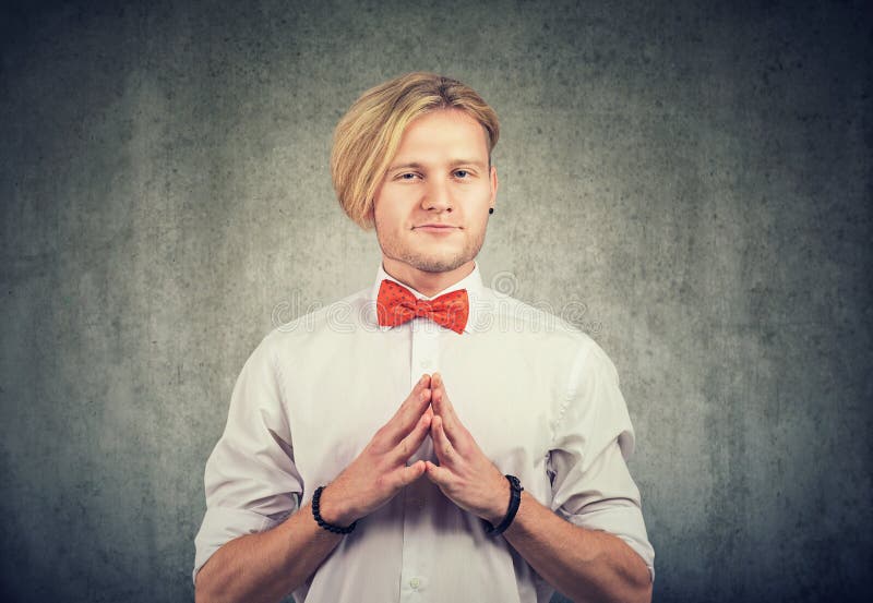 Caucasian Sly Scheming Man in Casual Wear Rubbing Palm As Having ...
