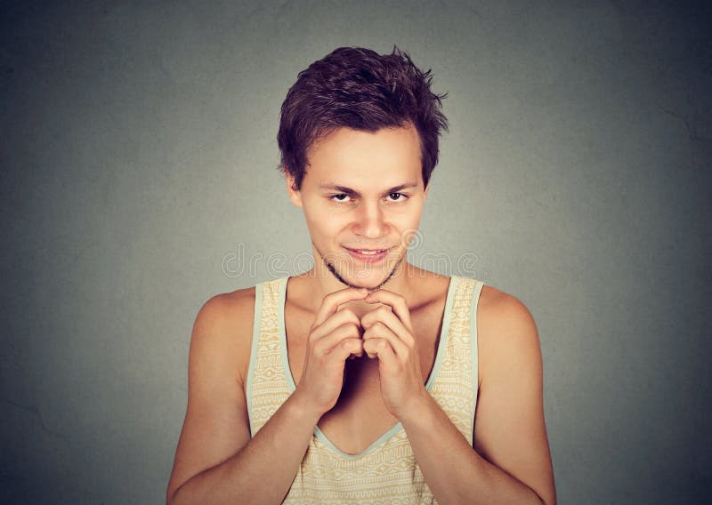 Sneaky Scheming Young Man Plotting Something Stock Photo - Image of ...