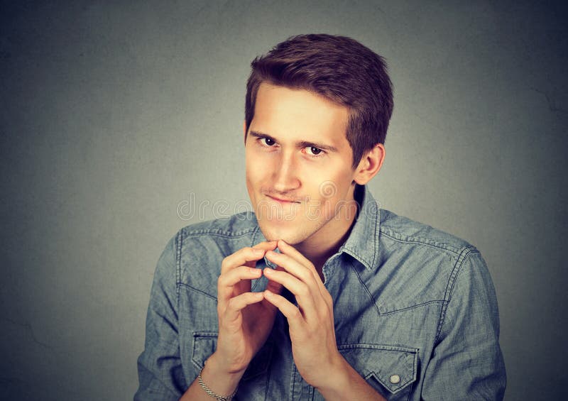 Sneaky Scheming Young Man Plotting Something Stock Image - Image of ...