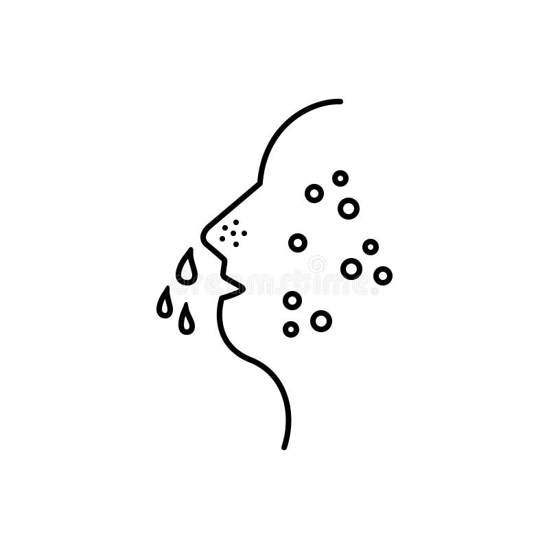 Sneeze Line Blue Icon. Runny Nose Linear Symbol. Flu Infection and ...