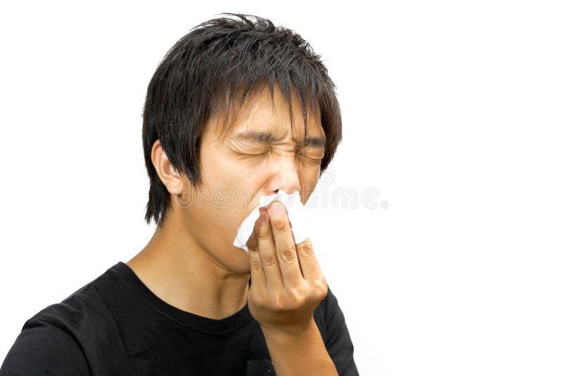 Sneezing Man stock image. Image of teen, tissues, people - 8952703
