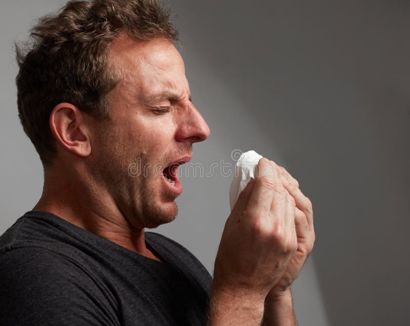Sneezing Man stock image. Image of teen, tissues, people - 8952703