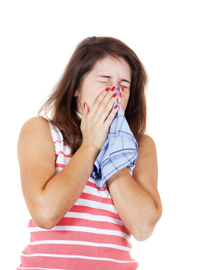 Woman Sneezing stock photo. Image of tissue, teenager - 2299908