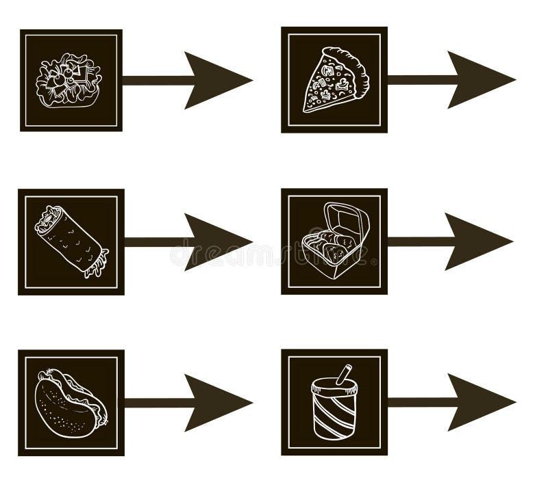 Snel Voedselpunten in Zwarte Pijlpunt Vector Illustratie - Illustration ...