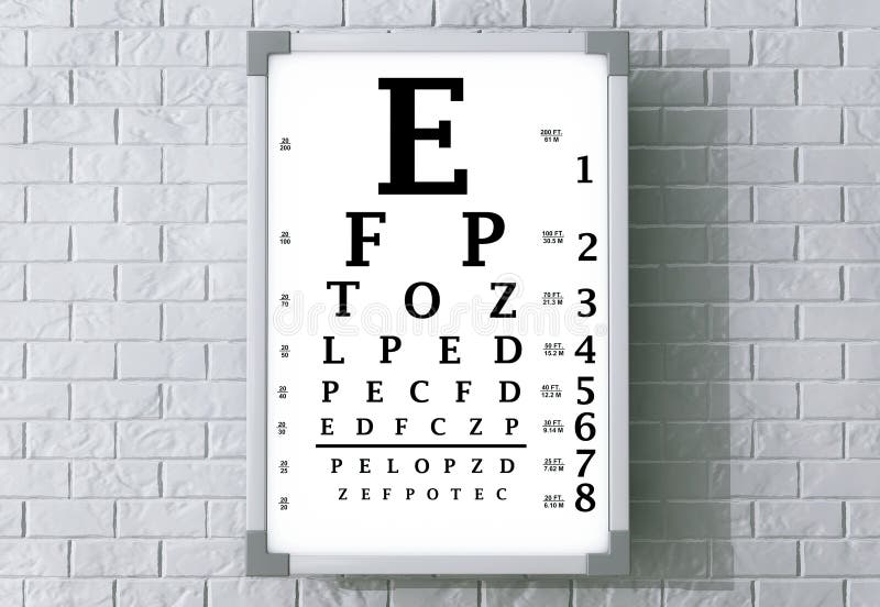 Snellen Eye Chart Test Light Box . 3d Rendering Stock Illustration ...