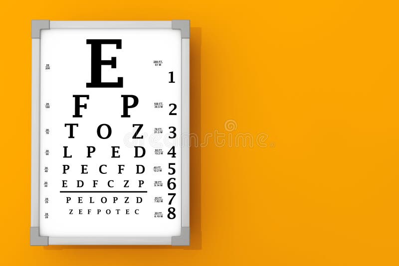 Snellen Eye Chart Test Box. 3d Rendering Stock Illustration ...