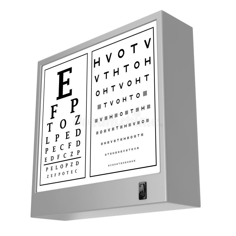 Snellen Eye Chart Test Light Box . 3d Rendering Stock Illustration ...