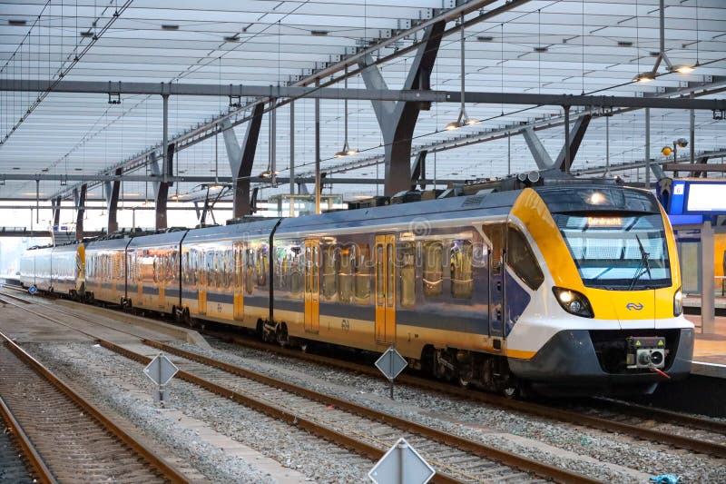 SNG Local Sprinter Train Along Platform at Rotterdam Central Station ...