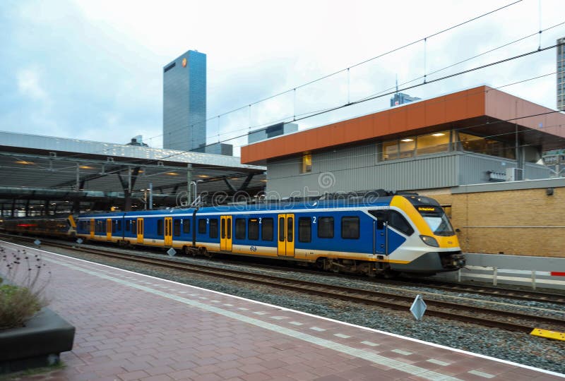 SNG Local Sprinter Train Along Platform at Rotterdam Central Station ...