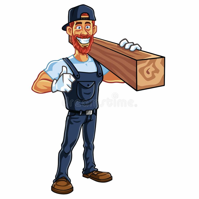 Vektor Tecknad Snickarmascott Vektor Illustrationer - Illustration av ...