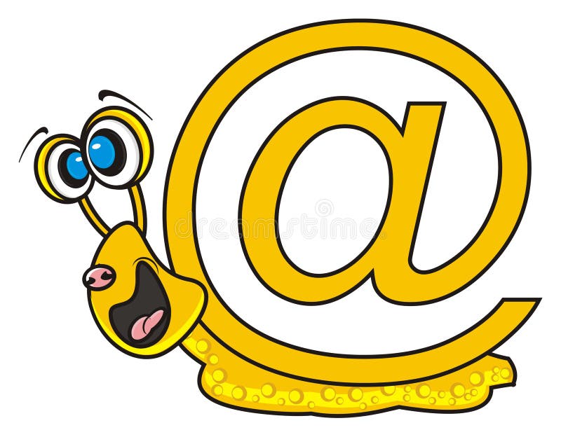 Snigel med symbol @ stock illustrationer. Illustration av komiker ...