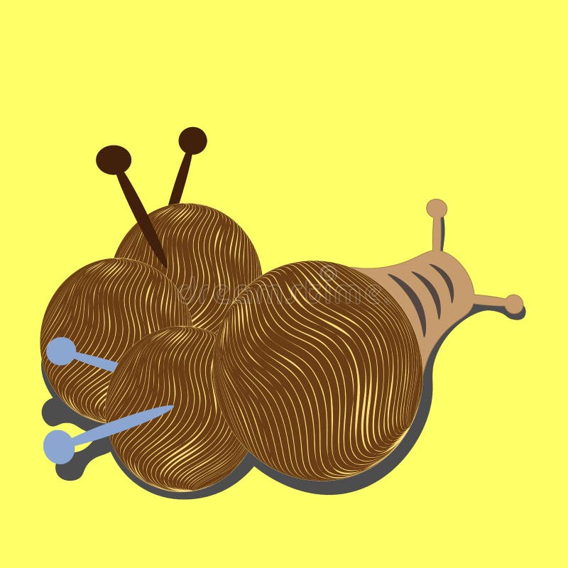 Snigel Och Garnnystan Med Stickor Vektor Illustrationer - Illustration ...